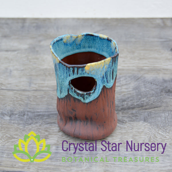 Handmade Peek-a-Boo Stump Ceramic Pot - Crystal Star Nursery